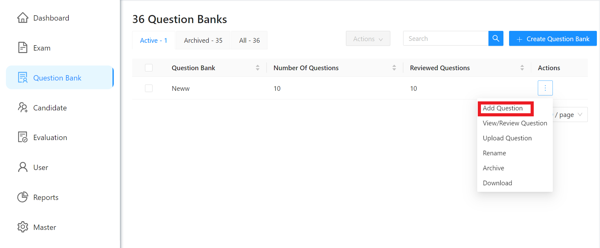 How to create a question bank and upload the questions and review the paper